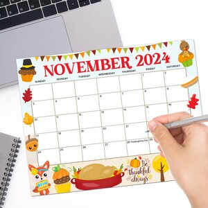 Printable November Calendar Cute Design - Etsy