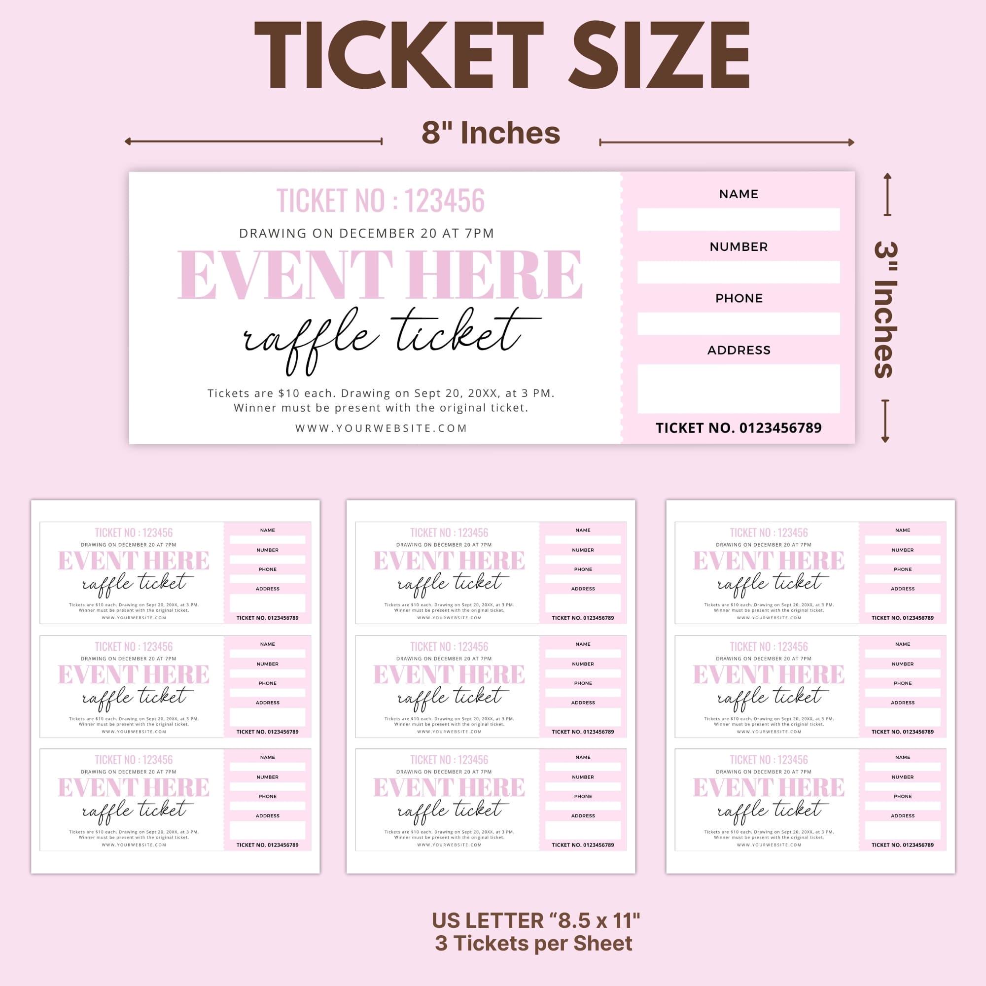 Editable Event Raffle Ticket Template | Printable Fundraiser Ticket ...