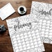 12 Month Coloring Calendar Floral Pattern Black Lettering, Printable ...