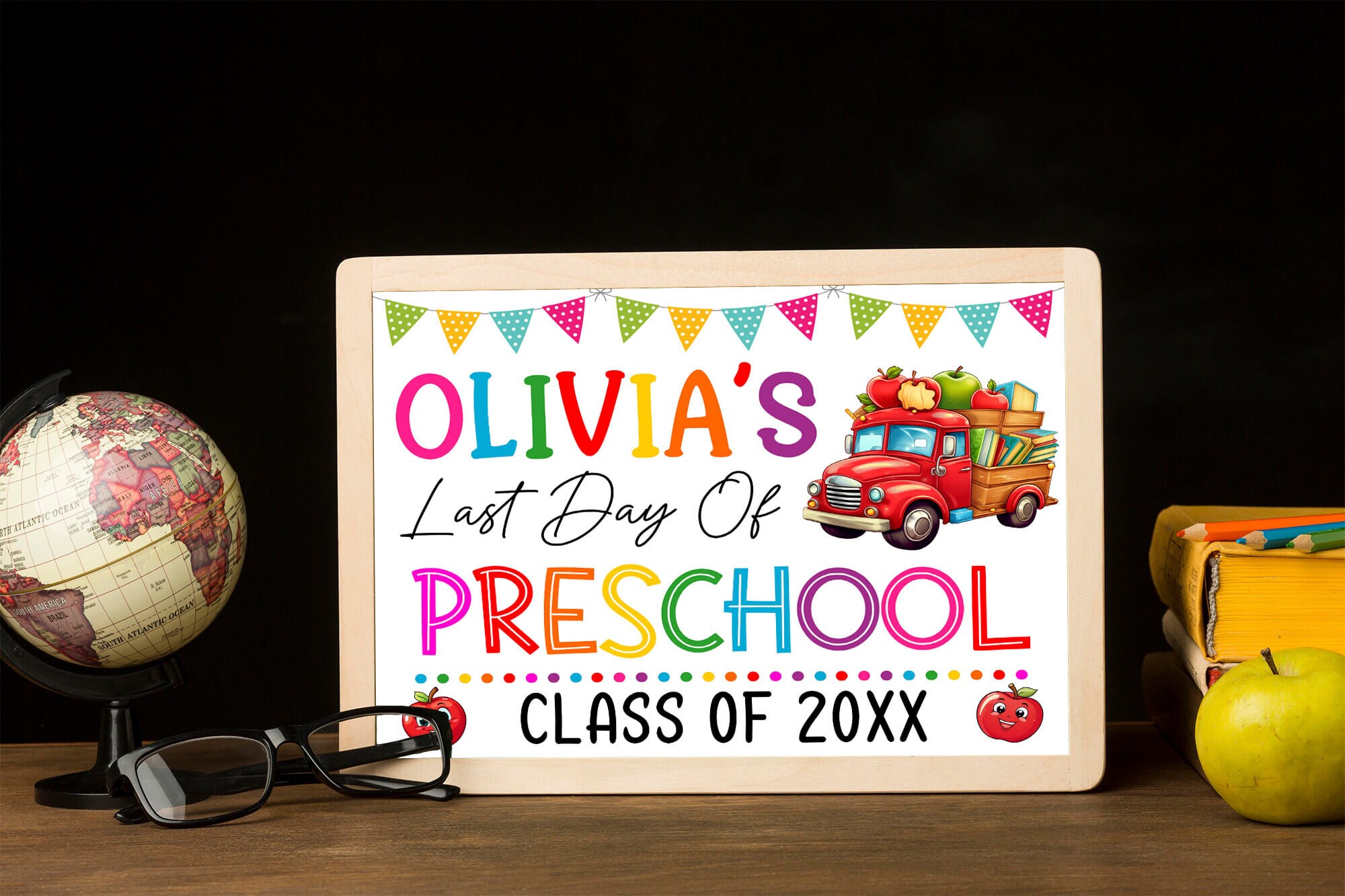 Editable End of School Year Sign, Last Day of Preschool Sign With Name ...