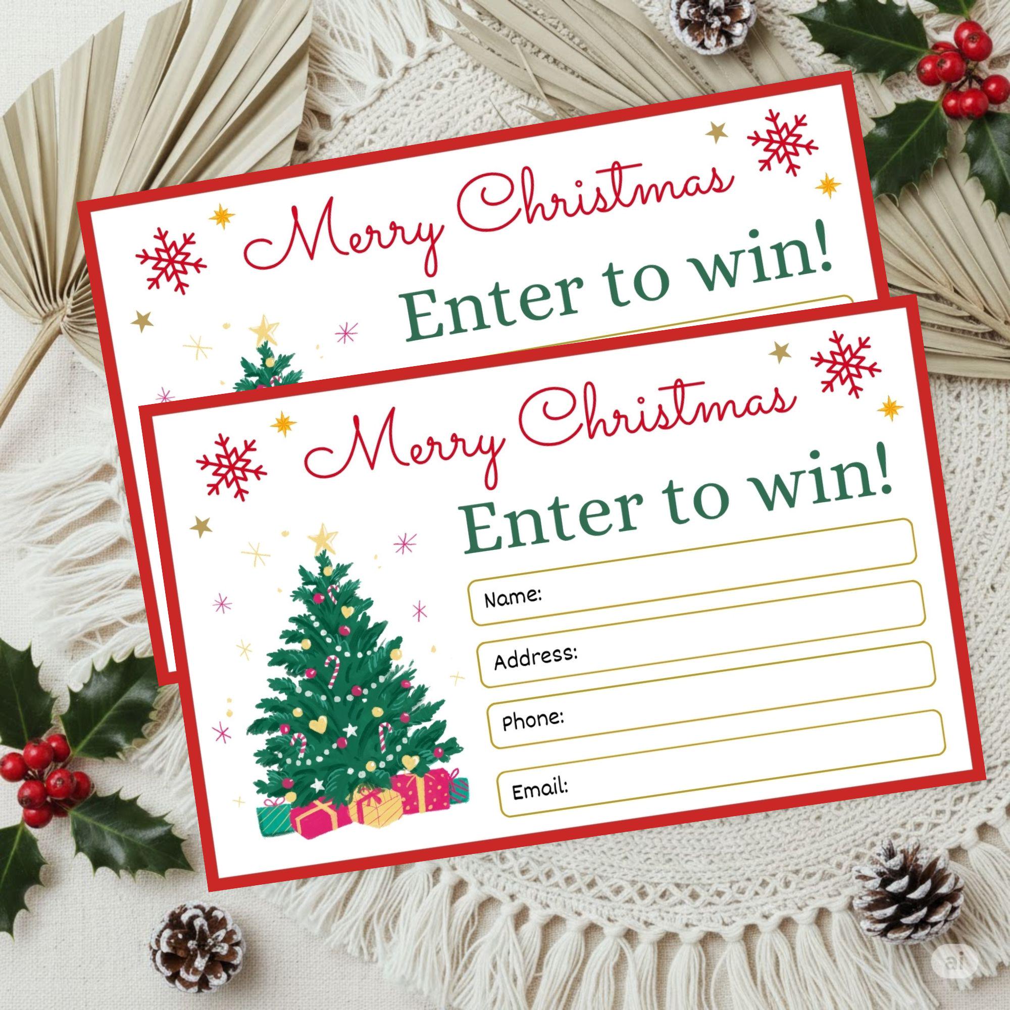 Christmas Enter to Win Raffle Ticket Template: Editable Event Giveaway ...