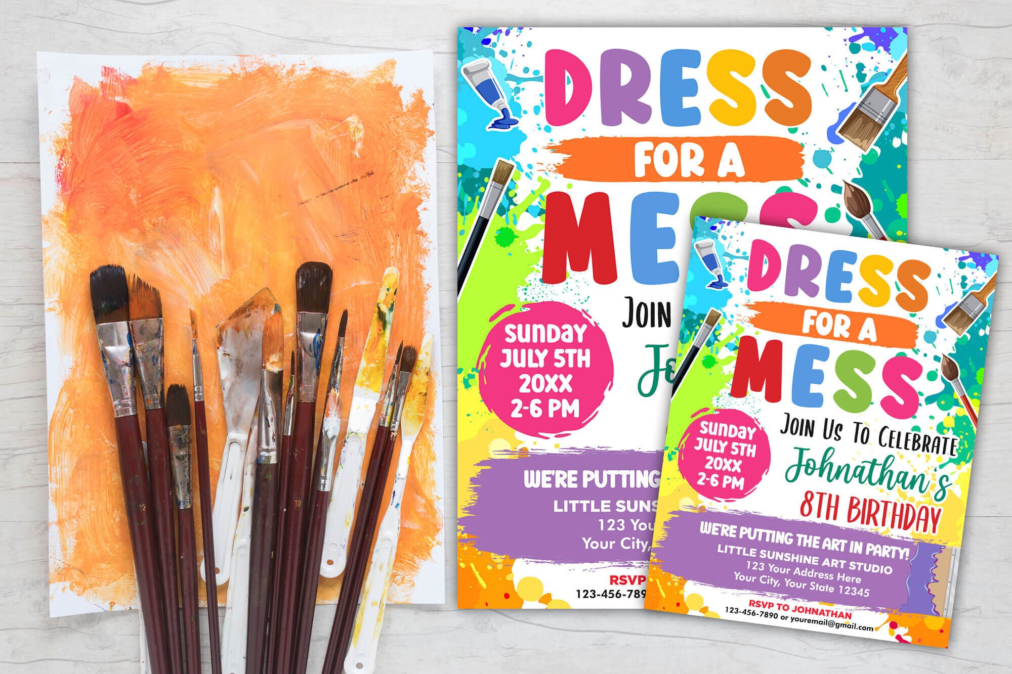 Editable Art Painting Party Invitation, Dress for a Mess, Art Birthday ...