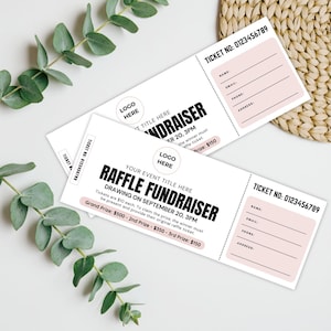 Editable Raffle Fundraiser Ticket Template | Printable Charity Raffle Ticket | DIY Fundraiser ...