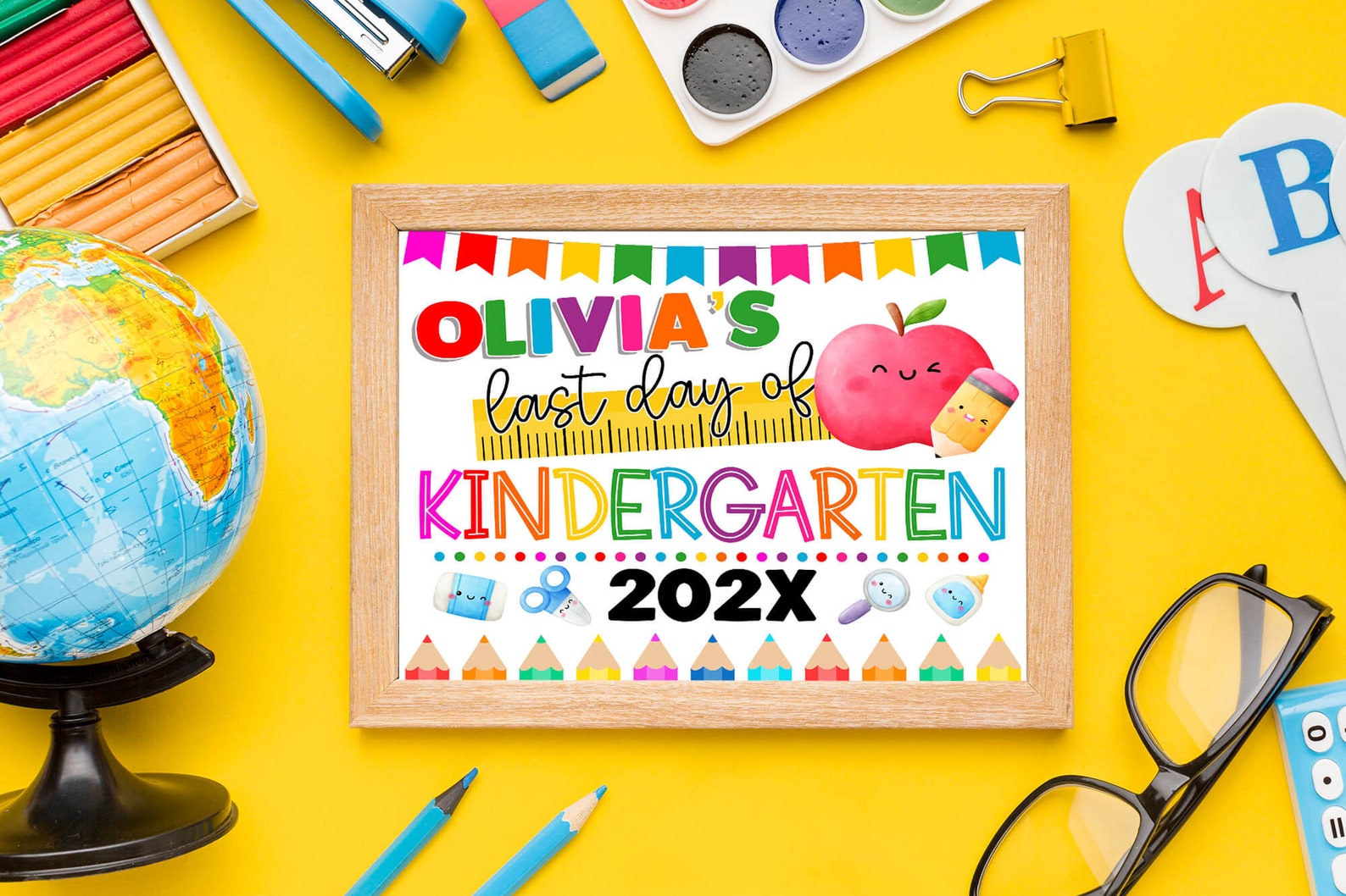Last Day of Kindergarten With Name Sign Template Editable, Printable ...