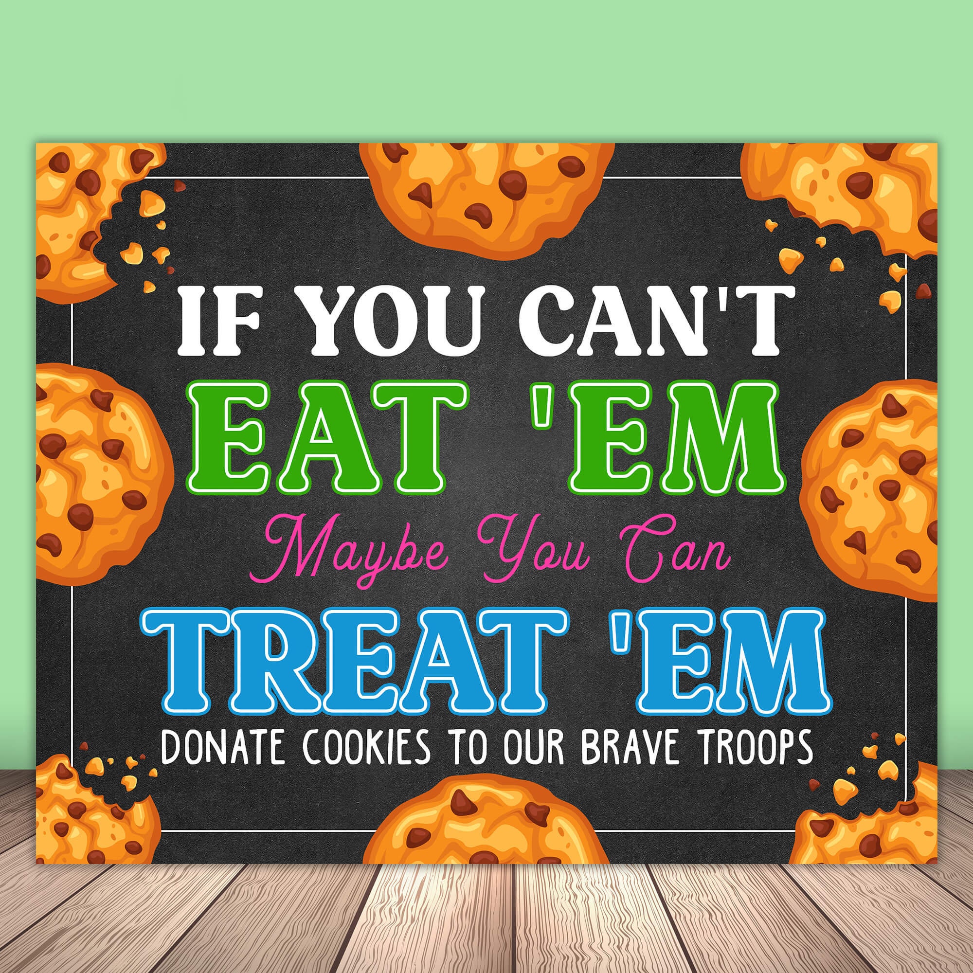 PDF If You Can't Eat 'em Treat 'em, Cookie Booth Sign, Printable Donate ...