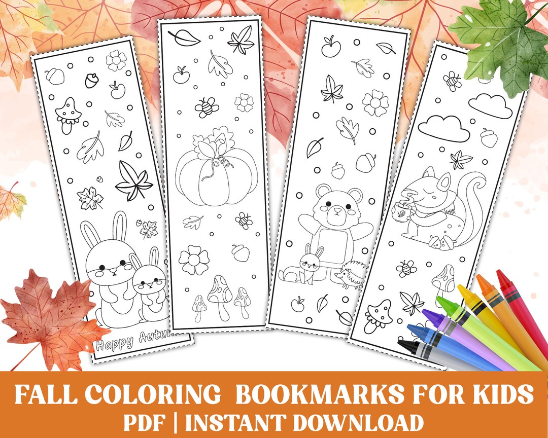 Printable Color Your Own Autumn Coloring Bookmark for Kids, Fall ...