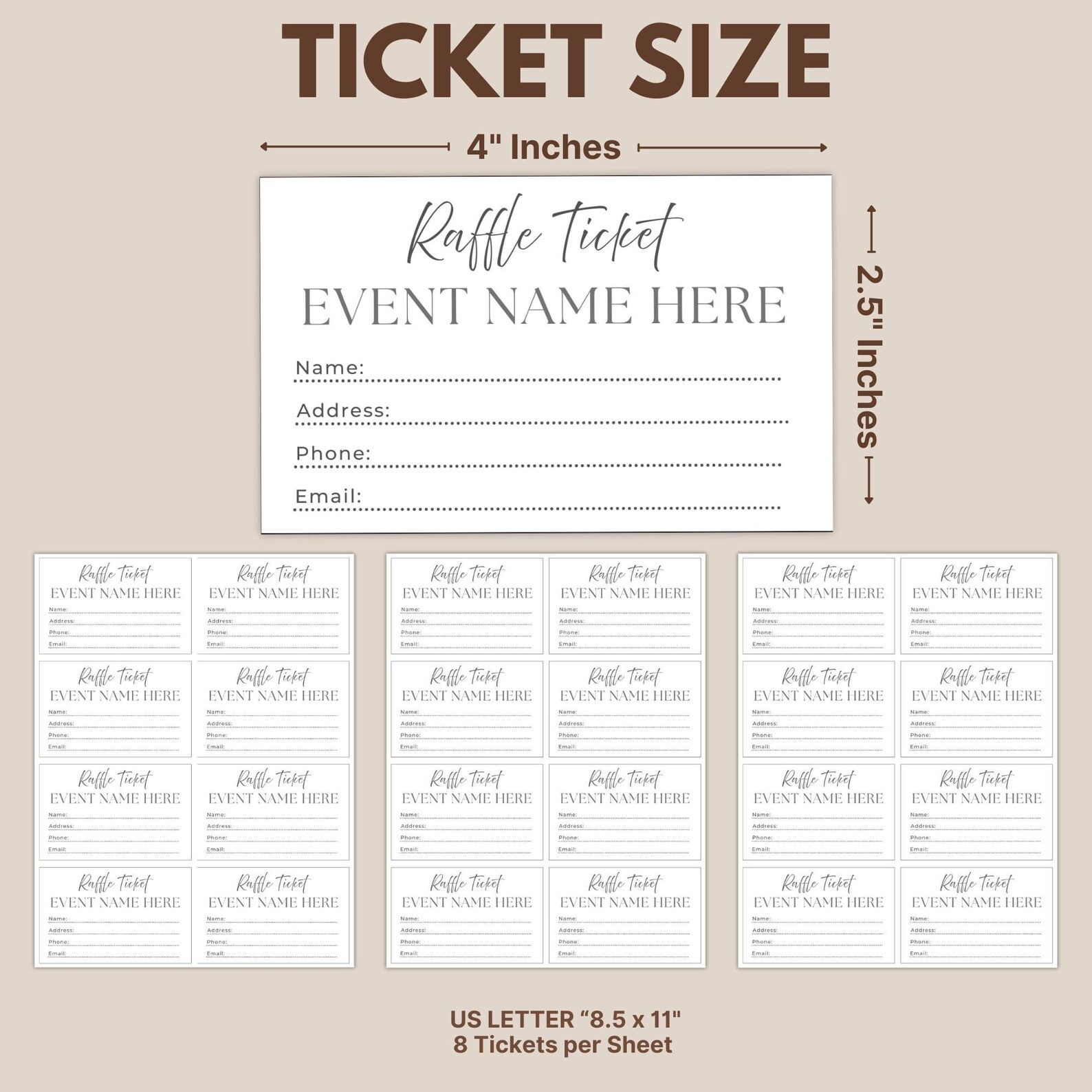 Editable Event Raffle Ticket Template | Enter to Win Template ...