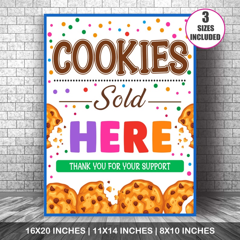 PDF Cookies Sold Here Cookie Booth Sign, Cookie Booth Poster, Cookies ...