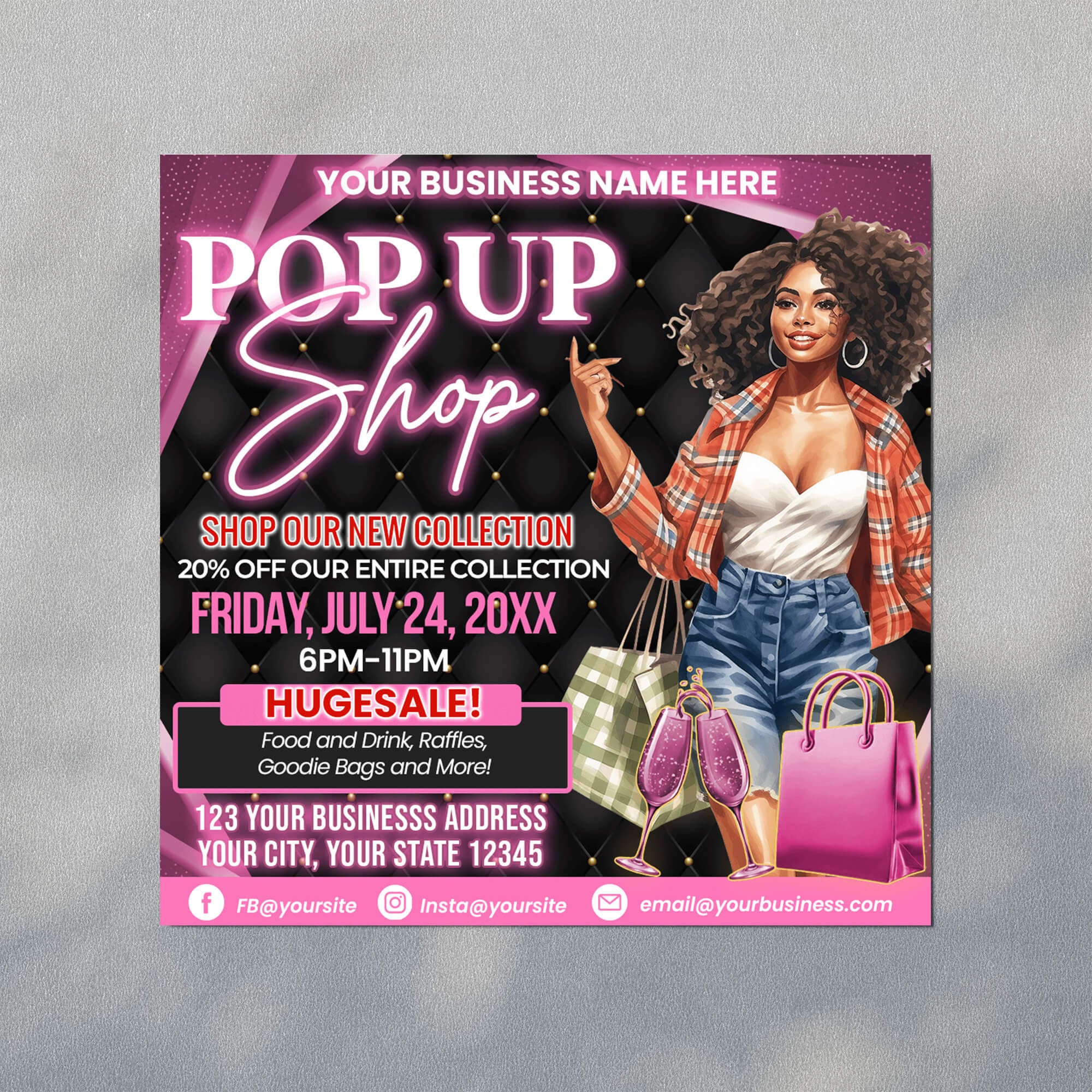 Pop up Shop Flyer, Sip and Shop Flyer, Boutique Sale Flyer Template ...