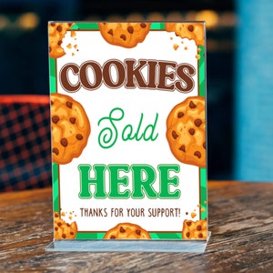 Printable Cookies Sold Here Cookie Booth Sign, Cookie for Sale, Cookie ...