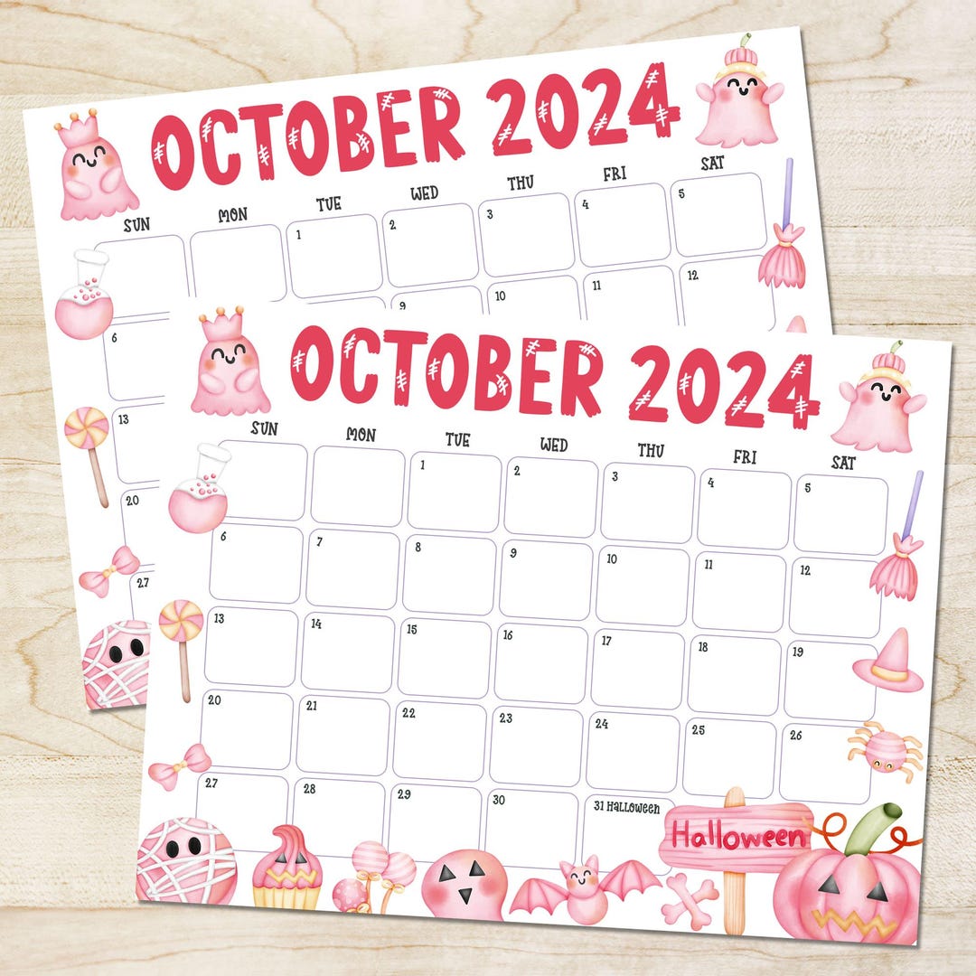 Digital Halloween October 2024 Calendar for Girls Download - Etsy