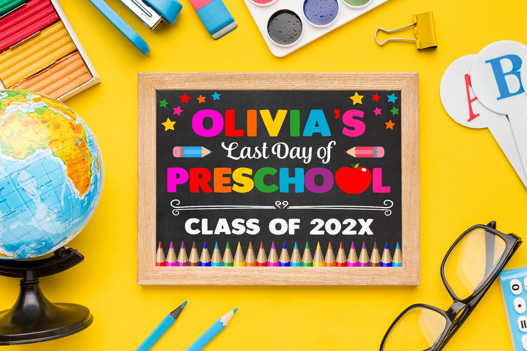 Editable Last Day of Preschool Sign Template With Name, End of School ...
