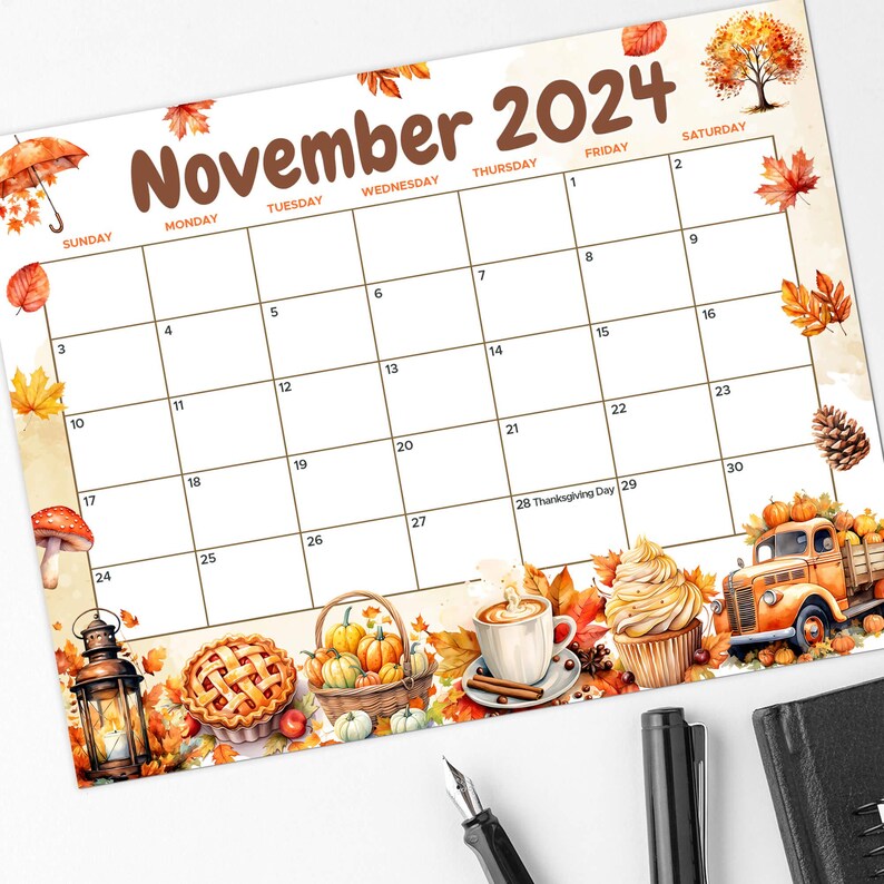 Whimsical November Calendar Printable - Etsy