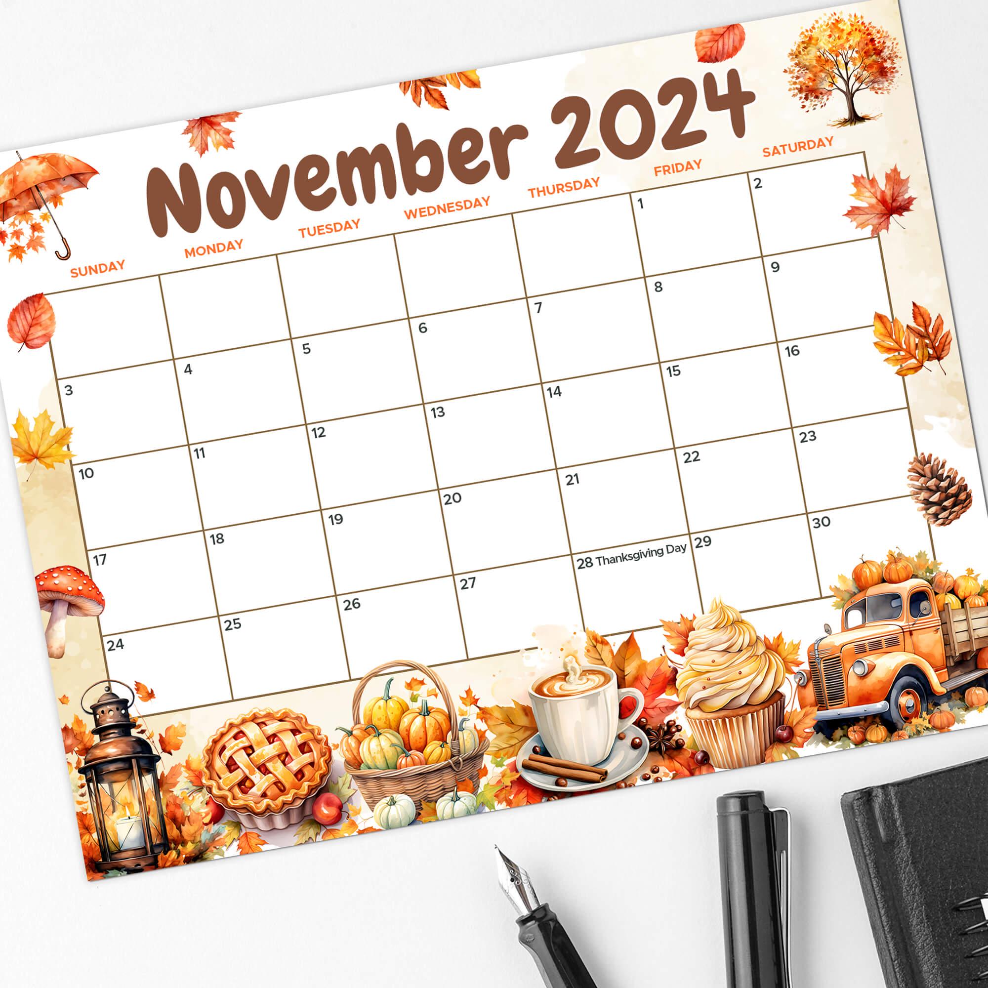 Whimsical November Calendar Printable - Etsy