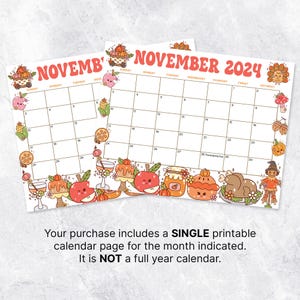 Cute November Calendar With Retro Style - Etsy