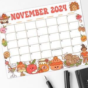 Cute November Calendar With Retro Style - Etsy