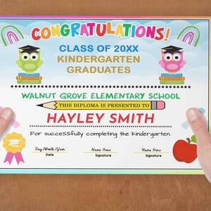 Kindergarten Graduation Diploma Certificate, Editable Kindergarten ...