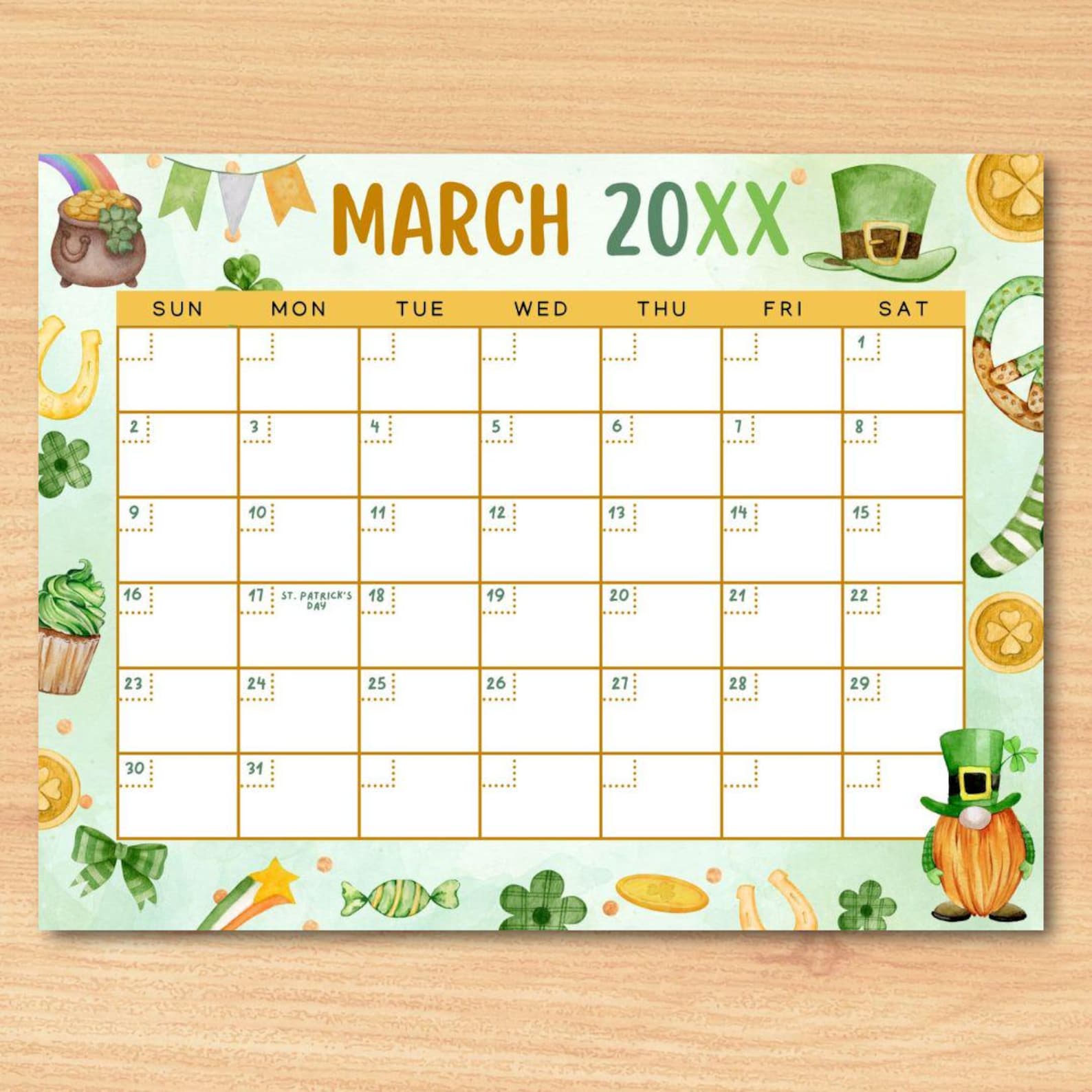 Editable and Printable March 2025 Calendar | St. Patrick’s Day Themed ...