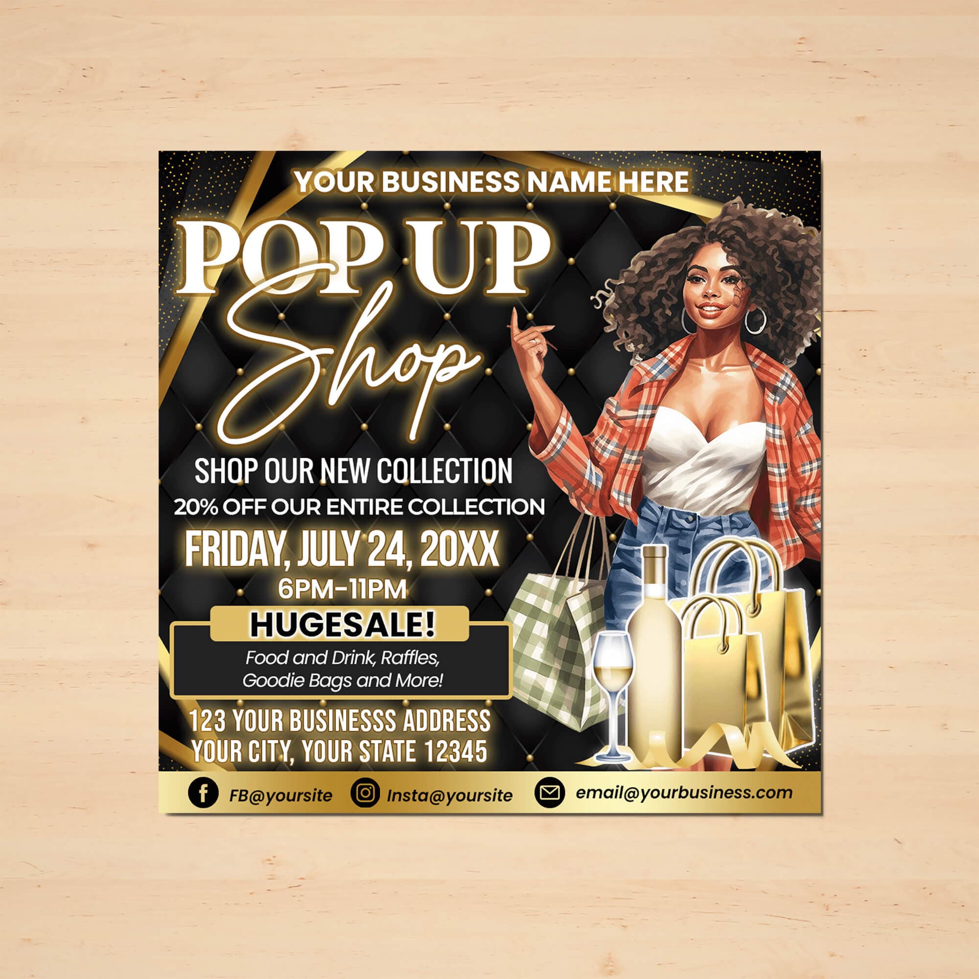 Editable Pop up Shop Flyer, Sip and Shop Flyer Template, Boutique Flyer ...