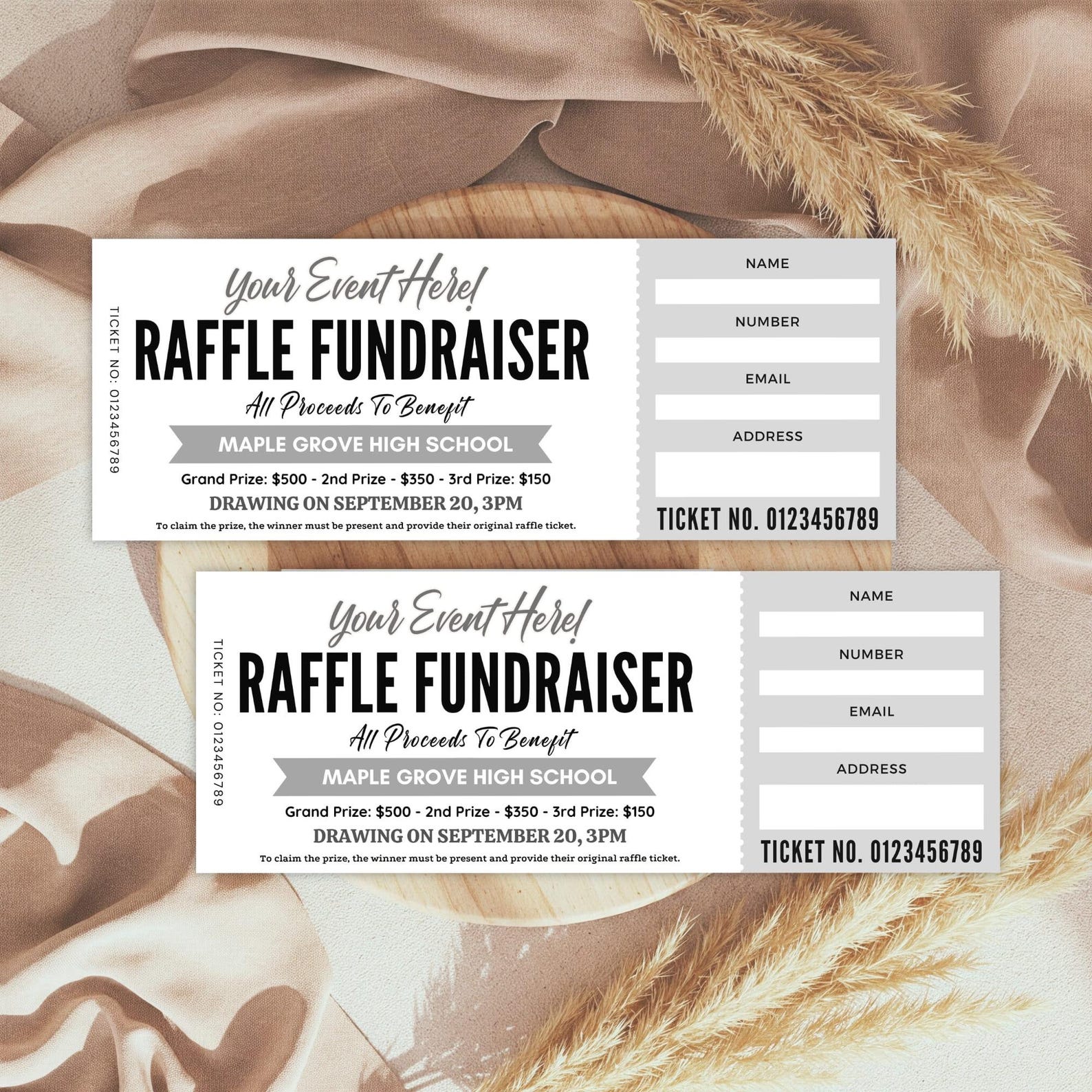 Editable Raffle Ticket Template | Printable Fundraiser Tickets | DIY ...