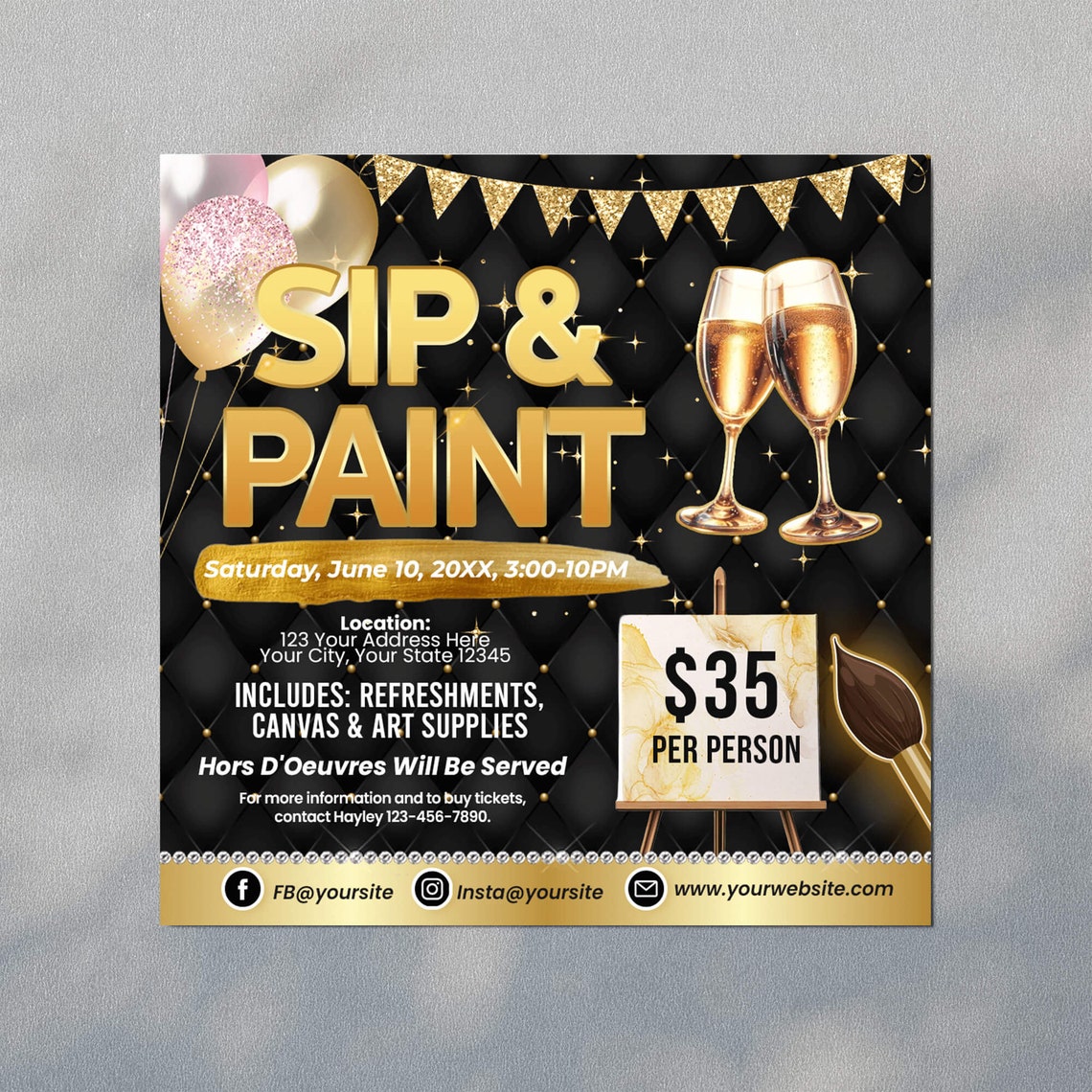 Editable Paint Party Themed Event Flyer, Paint and Sip Flyer, Paint ...