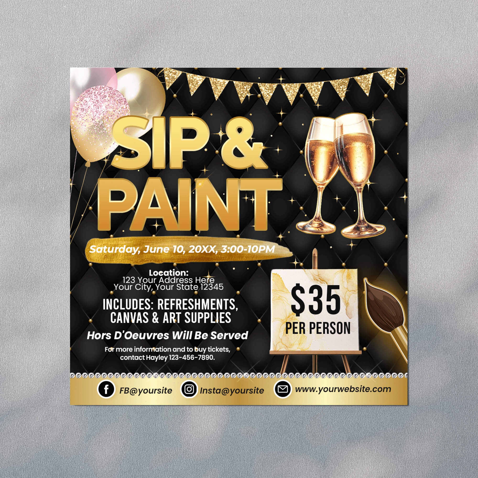Editable Paint Party Themed Event Flyer, Paint and Sip Flyer, Paint ...