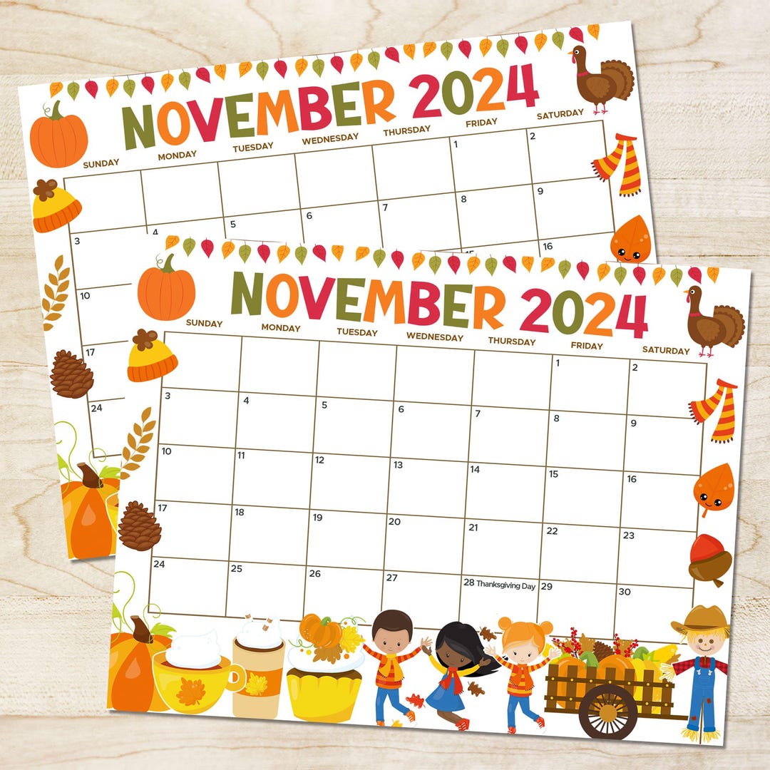 Cute November Printable Calendar Design - Etsy