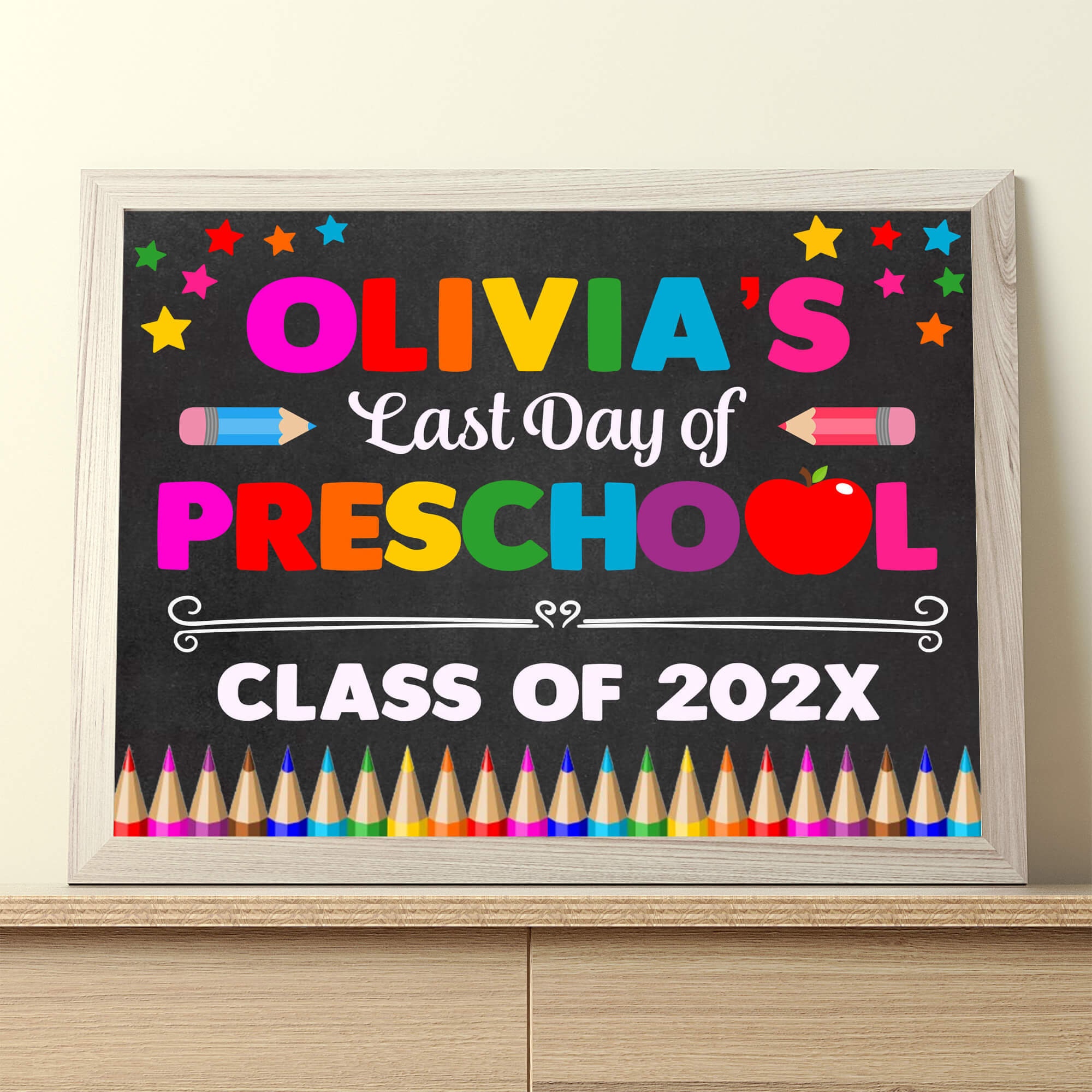 Editable Last Day of Preschool Sign Template With Name, End of School ...