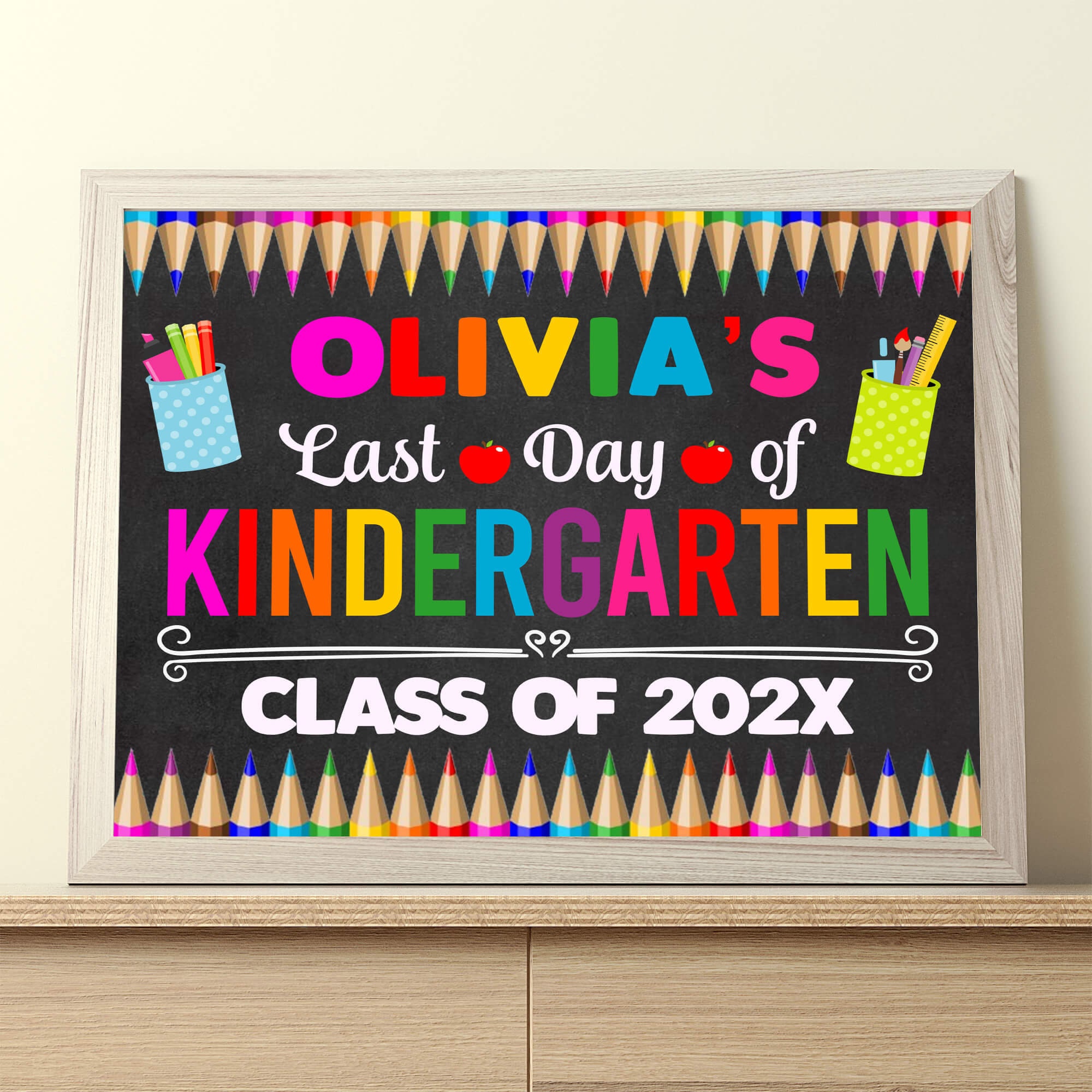 Last Day of Kindergarten Sign With Name Editable, End of School Year ...