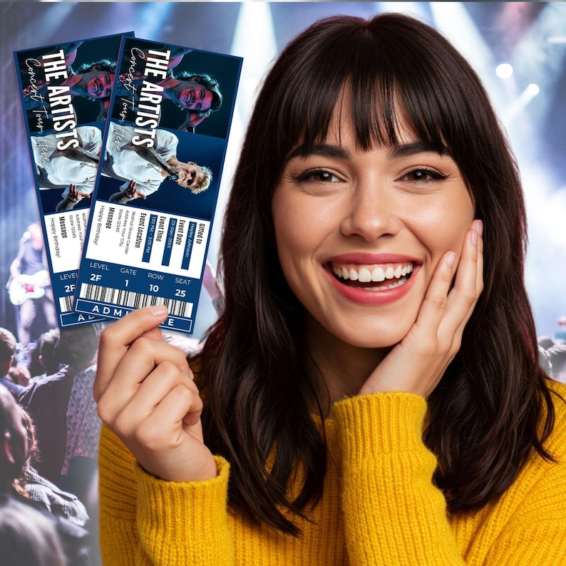 Editable Live Concert Ticket Template | DIY Event Ticket | Surprise ...