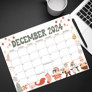 Cute December Calendar Printable With Retro Style - Etsy
