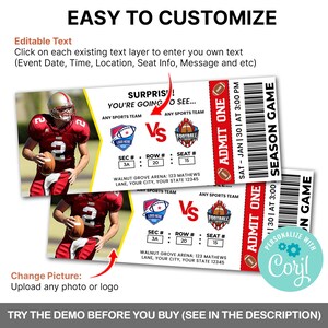 Customizable Football Ticket Template | DIY Sports Event Ticket ...