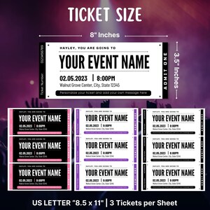 Editable Event Ticket Template | DIY Event Surprise Ticket Stub | Gift ...