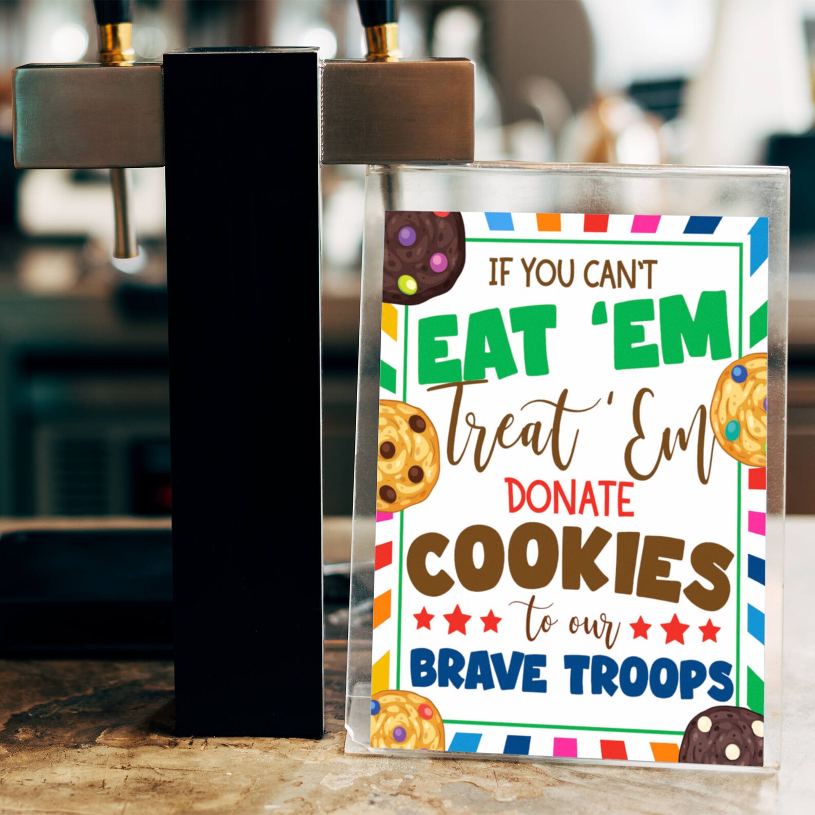Cookie Booth Sign, If You Can't Eat 'em Treat 'em, Donate Cookies to ...