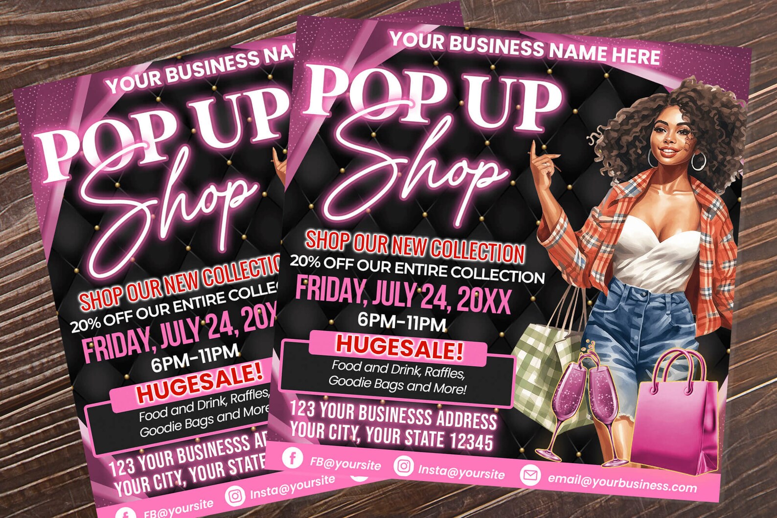 Pop up Shop Flyer, Sip and Shop Flyer, Boutique Sale Flyer Template ...