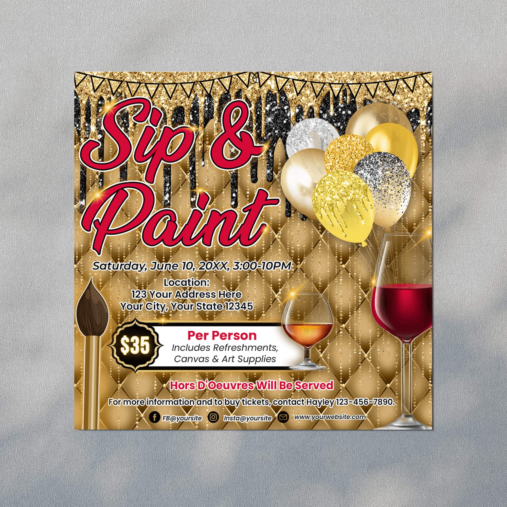 Editable Paint and Sip Flyer Party Themed Event Flyer Sip - Etsy