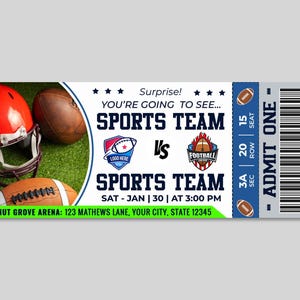DIY Football Game Ticket Template | Editable Rugby Football Sports Game ...
