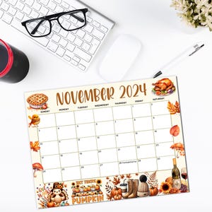 November Art Calendar Page Printable - Etsy