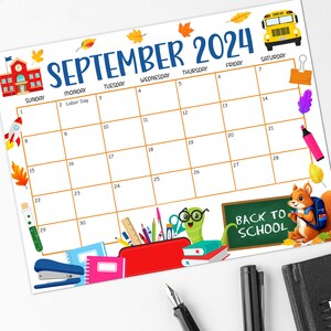 Printable Back to School September 2024 Calendar - Etsy