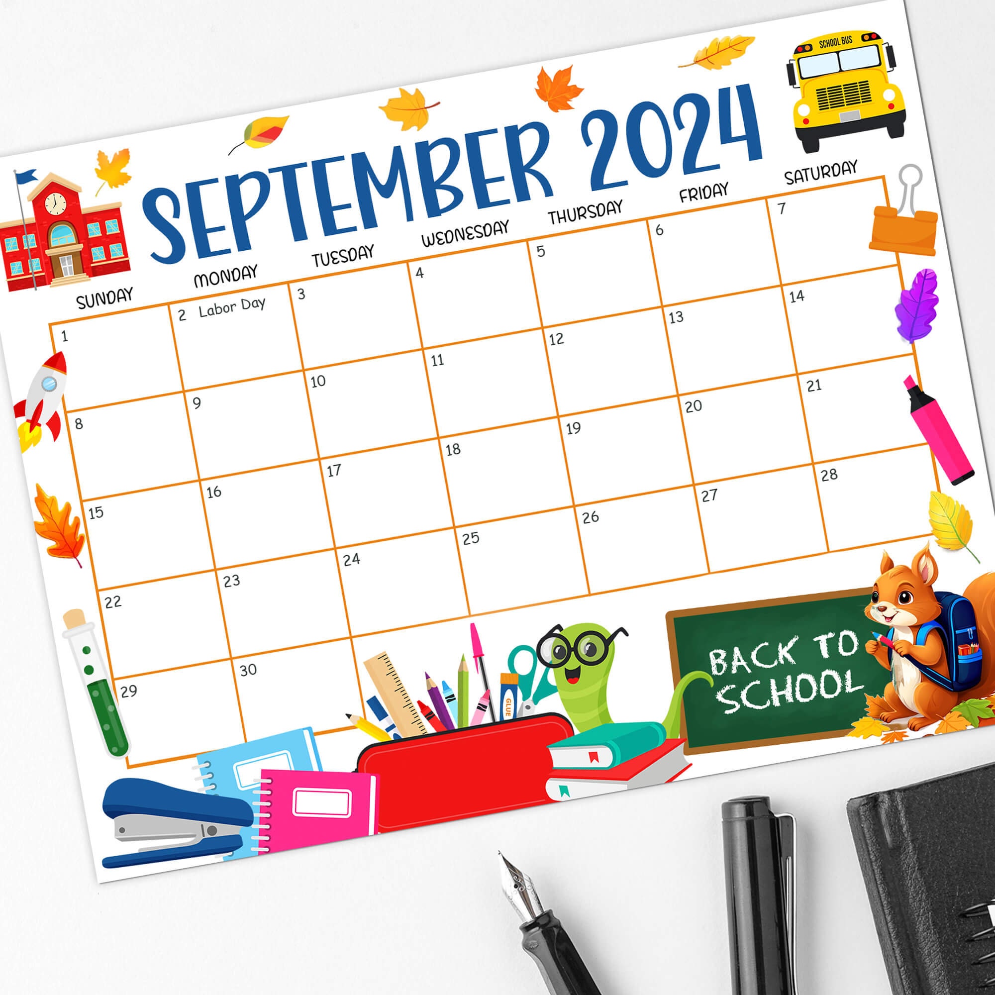Printable Back to School September 2024 Calendar - Etsy