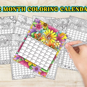 2023 Calendar PDF, Floral Calendar 12 Month Coloring Pages, Printable ...