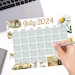 July 2024 Summertime Daisy Themed Calendar, Printable Floral Calendar ...