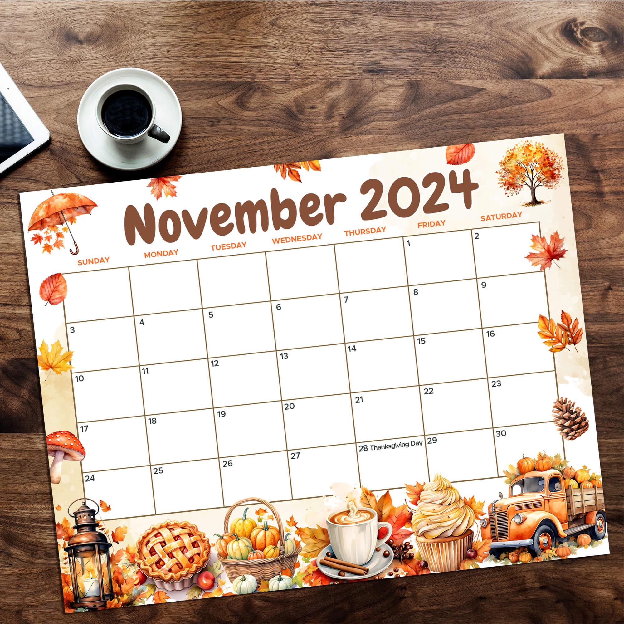 Whimsical November Calendar Printable - Etsy