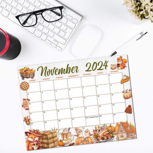 Cute Art November Calendar Printable - Etsy