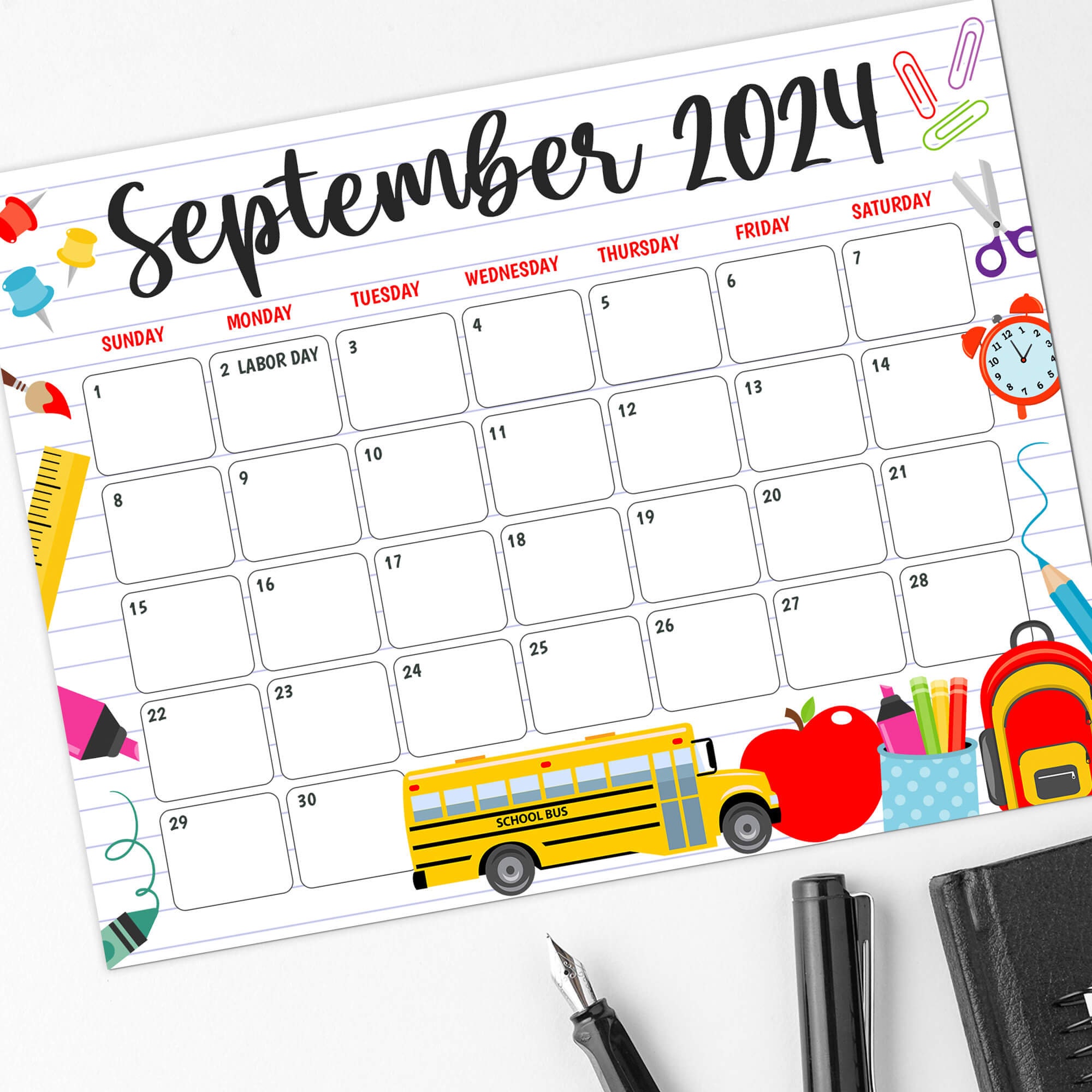 Printable September 2024 Calendar for Back to School - Etsy