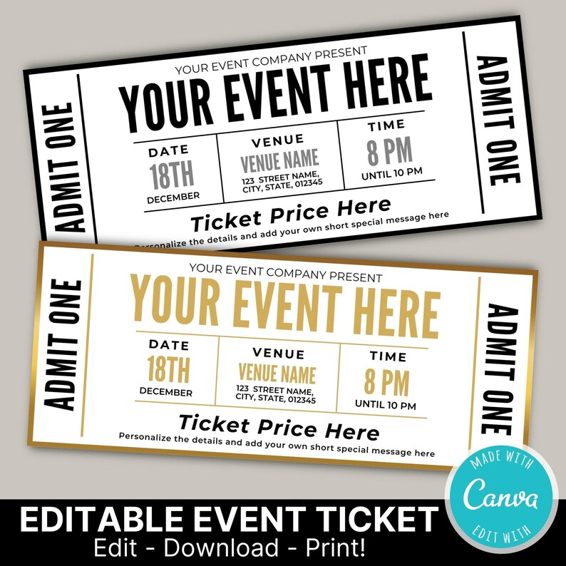 Editable Surprise Event Ticket Template | Printable Gift Ticket ...
