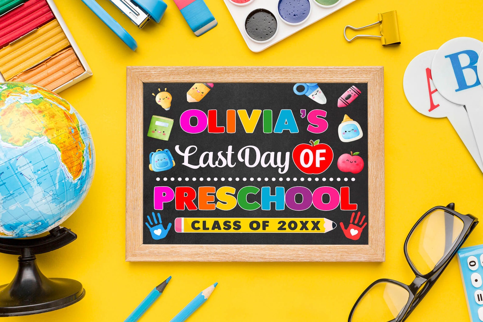 End of School Year Sign Template, Editable Last Day of Preschool Sign ...