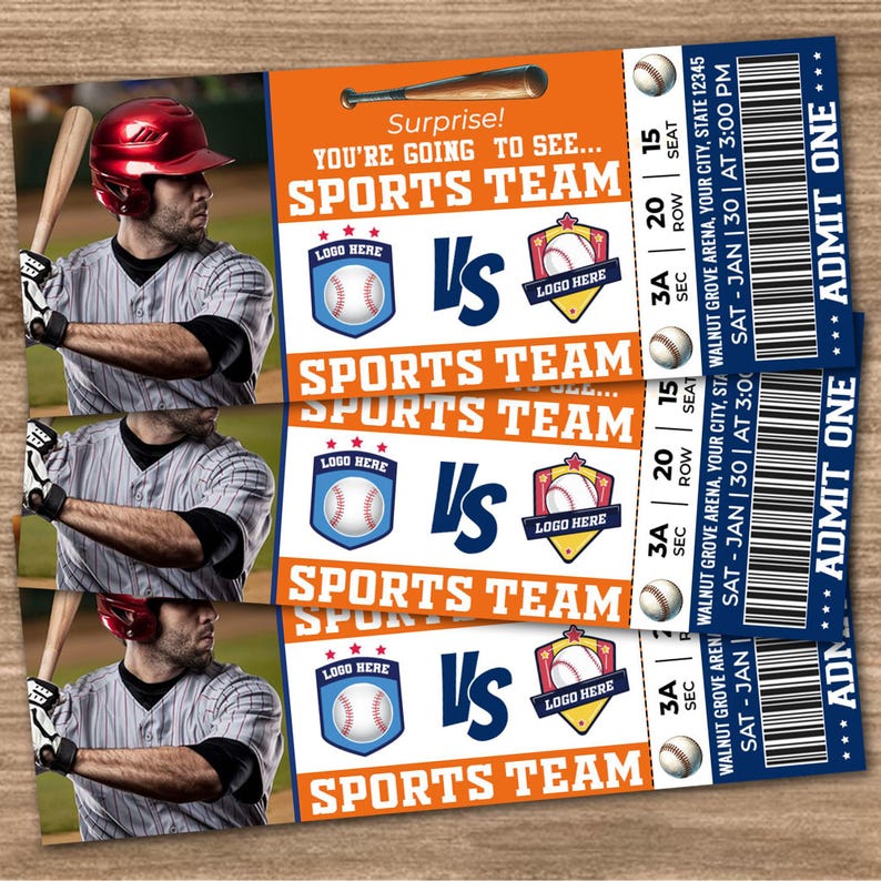 Editable Baseball Ticket Template | Sports Game Ticket | Surprise Gift ...