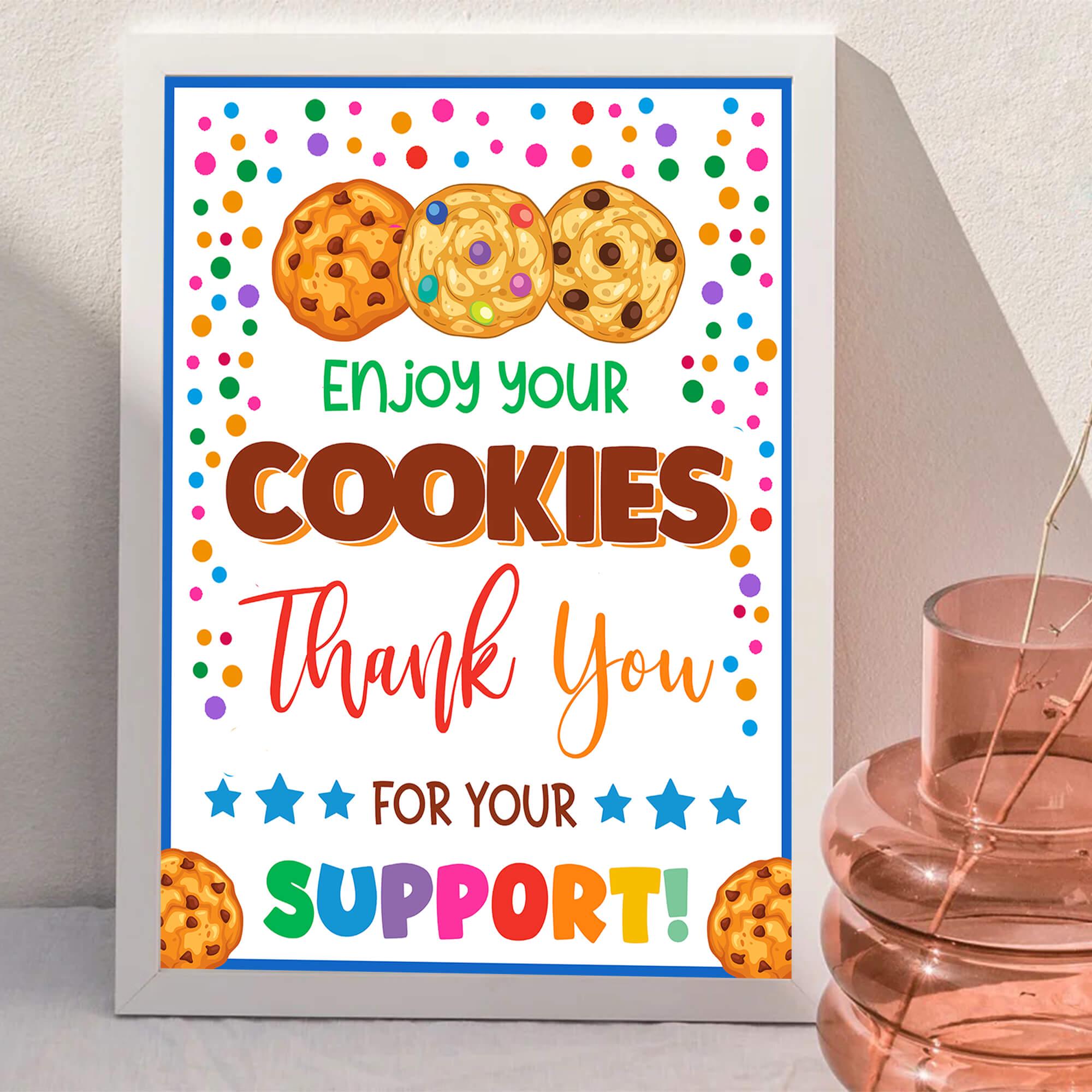 Printable Enjoy Your Cookies Thank You Sign, Cookie Booth Sign, Cookie ...