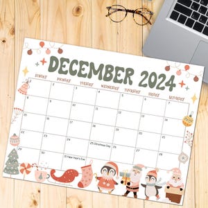 Cute December Calendar Printable With Retro Style - Etsy